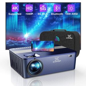 hd 1080p projector 4k with wifi and bluetooth,xnoogo 1000 ansi outdoor projector, 450″ display 4k movie projector support 50%zoom,keystone,bluetooth projectors compatible w/tv stick/phone/pc/laptop