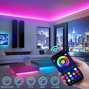 Led Lights for Bedroom, Music Sync LED Rope Lights APP Control with Remote, RGB Led Strip Lights for Room Kitchen Party Home Decoration (65.6ft)