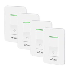 bn-link wifi smart in-wall light switch, no hub required with timer function, white, compatible with alexa and google assistant, neutral wire needed, 2.4 ghz network only (4 pack)