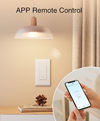 GHome Smart Switch, 2.4Ghz Wi-Fi Switch Works with Alexa, Google Assistant Single-Pole,Neutral Wire Required,UL Certified,Remote/Voice Control and Schedule, No Hub Required, (2 Pack)