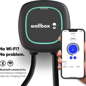 Wallbox Pulsar Plus Level 2 Electric Vehicle Smart Charger - 40 Amp NEMA Ultra Compact, WiFi, Bluetooth, Alexa and Google Home - 25 Foot Cable - UL Certified - Indoor/Outdoor