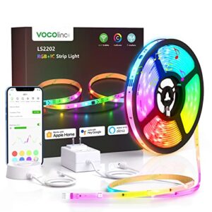 vocolinc rgb+ic led strip lights, 16.4ft smart led strip work with apple homekit, alexa, google, high brightness, segmented diy, music sync, pu coating, wifi led lights for bedroom,tv christmas decor