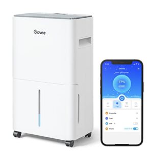 govee smart wifi dehumidifier for basement, 50 pint dehumidifiers for home bedroom, energy star dehumidifier with drain hose, works with alexa, intelligent humidity control, 24h timer