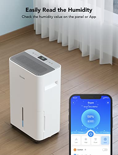 Govee Smart WiFi Dehumidifier for Basement, 50 Pint Dehumidifiers for Home Bedroom, Energy Star Dehumidifier with Drain Hose, Works with Alexa, Intelligent Humidity Control, 24H Timer