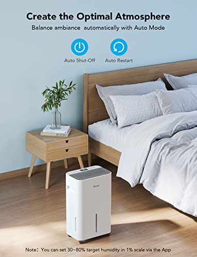 Govee Smart WiFi Dehumidifier for Basement, 50 Pint Dehumidifiers for Home Bedroom, Energy Star Dehumidifier with Drain Hose, Works with Alexa, Intelligent Humidity Control, 24H Timer