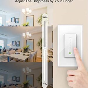 GHome Smart Smart Dimmer Switch Work with Alexa Google Home, Neutral Wire Required 2.4GHz Wi-Fi Switch for Dimming LED CFL INC Light Bulbs, Single Pole, UL Certified, No Hub Required, 4Pack