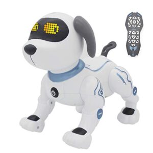 fisca remote control dog, rc robotic stunt puppy voice control toys handstand push-up electronic pets dancing programmable robot with sound for kids boys and girls age 6, 7, 8, 9, 10 year old