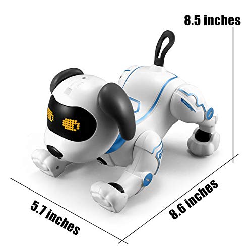 fisca Remote Control Dog, RC Robotic Stunt Puppy Voice Control Toys Handstand Push-up Electronic Pets Dancing Programmable Robot with Sound for Kids Boys and Girls Age 6, 7, 8, 9, 10 Year Old