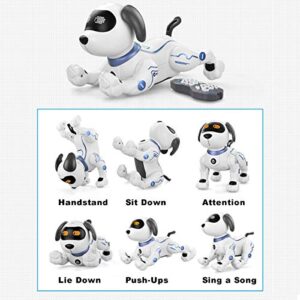 fisca Remote Control Dog, RC Robotic Stunt Puppy Voice Control Toys Handstand Push-up Electronic Pets Dancing Programmable Robot with Sound for Kids Boys and Girls Age 6, 7, 8, 9, 10 Year Old