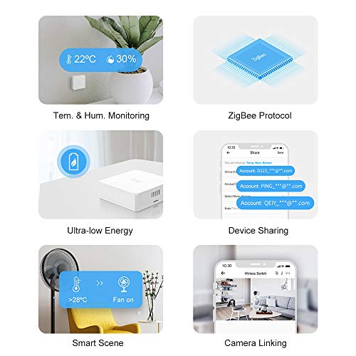 SONOFF SNZB-02 ZigBee Mini Indoor Temperature and Humidity Sensor for Checking the Room Climate, SONOFF ZigBee Bridge Required, Indoor Thermometer Hygrometer with Alert, Works with Alexa, Google Home