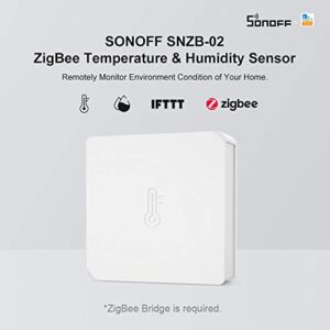 SONOFF SNZB-02 ZigBee Mini Indoor Temperature and Humidity Sensor for Checking the Room Climate, SONOFF ZigBee Bridge Required, Indoor Thermometer Hygrometer with Alert, Works with Alexa, Google Home