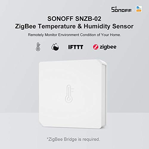 SONOFF SNZB-02 ZigBee Mini Indoor Temperature and Humidity Sensor for Checking the Room Climate, SONOFF ZigBee Bridge Required, Indoor Thermometer Hygrometer with Alert, Works with Alexa, Google Home