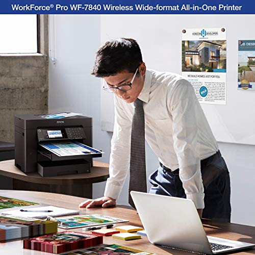 Epson Workforce Pro WF-7840 Wireless All-in-One Wide-Format Printer with Auto 2-Sided Print up to 13" x 19", Copy, Scan and Fax, 50-Page ADF, 500-sheet Paper Capacity, 4.3" Screen