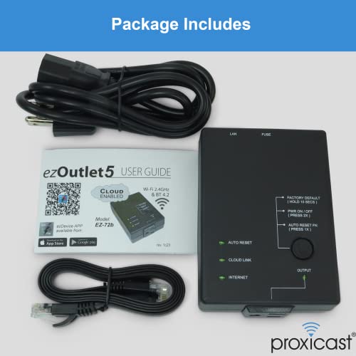 ezOutlet5 - Internet Enabled IP & WiFi Remote Power Switch with Reboot (AC Power/Single Outlet/iOS/Android/Cloud/Web Controllable) - Newest Model