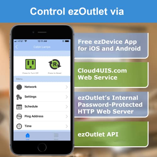 ezOutlet5 - Internet Enabled IP & WiFi Remote Power Switch with Reboot (AC Power/Single Outlet/iOS/Android/Cloud/Web Controllable) - Newest Model