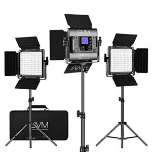 gvm rgb led video lighting kit, 800d studio video lights with app control, video lighting kit for youtube photography lighting, 3 packs led light panel, 3200k-5600k, 8 kinds of the scene lights