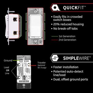 Enbrighten 52252 Z-Wave Plus Smart Light Dimmer with QuickFit and SimpleWire, Compatible with Alexa, Google Assistant, Zwave Hub Required, Repeater/Range Extender, 3-Way, White & Light Almond