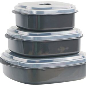 Reston Lloyd Microwave Cookware & Storage, Adjustable Vent on Lids Cookware Set, Multiple Sizes, Gray