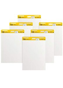 post-it super sticky easel pad, 25 x 30 inches, 30 sheets/pad, 6 pads, large white premium self stick flip chart paper, super sticking power (559vad6pk)