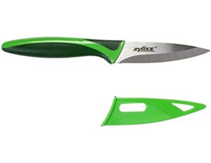 zyliss paring knife with sheath cover, 3.5-inch stainless steel blade, green