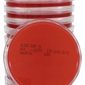 Columbia CNA Agar (Colistin and Nalidixic Acid), with 5% Sheep Blood, for the Selective Isolation of Gram Positive Bacteria, 15x100mm Plate, Order by the Package of 10 plates, by Hardy Diagnostics