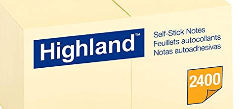 Highland Sticky Notes, 3 x 3 Inches, Yellow, 24 Pack (6549-24)