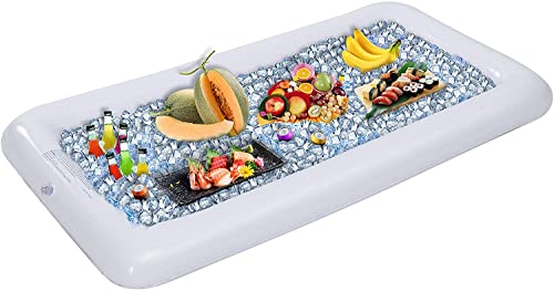 GGI 2 Pack Inflatable Serving Bar Salad Bar With Drain Plug for Picnics, Buffet, Pool Parties