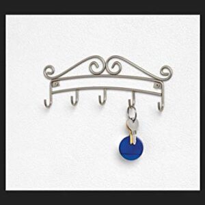 Scroll Wall Mount 5 Hook Key Rack Office Mudroom Entryway Organizer with Hooks for Coats, Leashes, Keys, Scarves and more, Satin Nickel