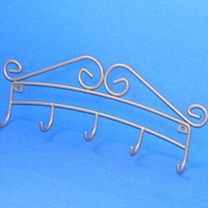 Scroll Wall Mount 5 Hook Key Rack Office Mudroom Entryway Organizer with Hooks for Coats, Leashes, Keys, Scarves and more, Satin Nickel