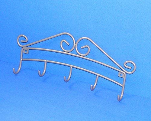 Scroll Wall Mount 5 Hook Key Rack Office Mudroom Entryway Organizer with Hooks for Coats, Leashes, Keys, Scarves and more, Satin Nickel