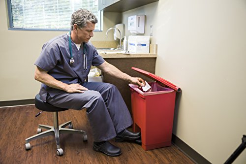 Rubbermaid Commercial Products Legacy Step-On Trash Can/Container, 12-Gallon, Red, Hands-Free Sanitary Use Garbage Can for Medical Waste in Hospitals/Lab/Emergency/Patient Rooms