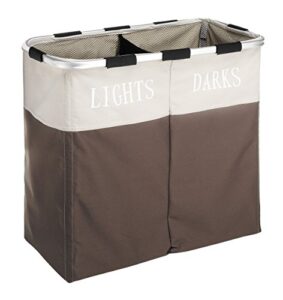 whitmor easycare double laundry hamper – lights and darks separator – java