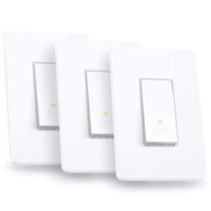 kasa smart light switch hs200p3, single pole, needs neutral wire, 2.4ghz wi-fi light switch works with alexa and google home, ul certified, no hub required, 3 count -pack of 1 , white