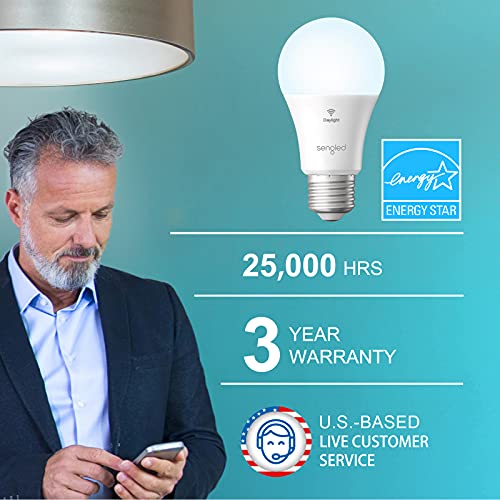 Sengled Alexa Light Bulb, WiFi Bulbs, Smart Bulbs, Smart Bulbs That Work with Alexa and Google Assistant, A19 Daylight (5000K) No Hub Required, 800LM 60W High CRI>90 Equivalent, 4 Pack