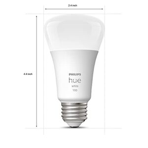 Philips Hue White A19 Medium Lumen Smart Bulb, 1100 Lumens, Bluetooth & Zigbee Compatible (Hue Hub Optional), Works with Alexa & Google Assistant, A Certified for Humans Device, 1 Bulb