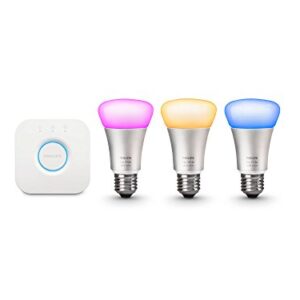 Philips Hue White and Color Ambiance A19 60W Equivalent Smart Bulb Starter Kit (Compatible with Amazon Alexa Apple HomeKit and Google Assistant)