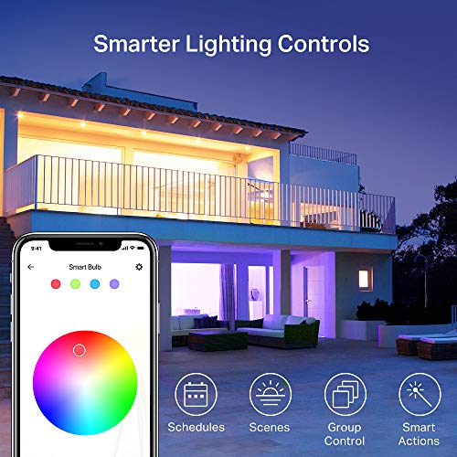 Kasa Smart Light Bulbs, Full Color Changing Dimmable Smart WiFi Bulbs Compatible with Alexa and Google Home, A19, 9W 800 Lumens,2.4Ghz only, No Hub Required, 4-Pack, multicolor (KL125P4)