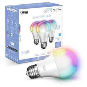 feit electric smart light bulbs with rgb color changing and tunable white, 2.4ghz wifi light bulbs, no hub needed, works with alexa and google, dimmable 60 watt = led 9w, om60/rgbw/ca/ag/3, 3 pack