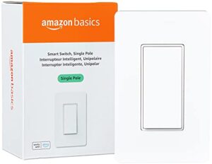 amazon basics single pole smart switch, neutral wire required, 2.4 ghz wifi, works with alexa