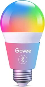 govee smart led bulbs, bluetooth light bulbs, rgbww color changing light bulbs with app control, a19, e26, music sync and 8 scene mode for living room bedroom party, 1 pack (not support wifi/alexa)