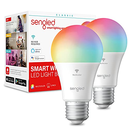 Sengled Smart WiFi Light Bulbs That Work with Alexa & Google Home, No Hub Required, LED Light Bulb A19 Soft White Light (2700K), 2 Pack