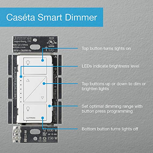 Lutron Caséta Wireless Smart Lighting Dimmer Switch and Remote Kit | P-PKG1W-WH