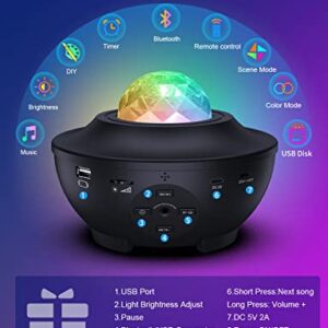 Star Projector Galaxy Night Light Projector, with Remote Control&Music Speaker, Voice Control&Timer, Starry Light Projector for Baby Kids Adults Bedroom/Decoration/Birthday/Party