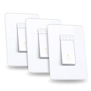 kasa smart dimmer switch hs220p3, single pole, needs neutral wire, 2.4ghz wi-fi light switch works with alexa and google home, ul certified,, no hub required, 3-pack