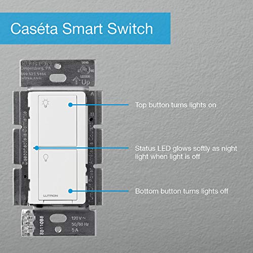 Lutron Caséta Wireless Smart Lighting Switch for All Bulb Types or Fans | PD-6ANS-LA | Light Almond