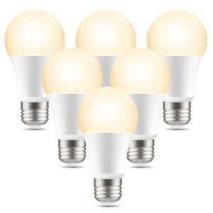 ghome smart light bulbs, e26 a19 led bulb compatible with alexa & google home, app remote control, 8w dimmable 2700k warm white 800 lumens, 2.4ghz wifi, no hub required, 6 pack