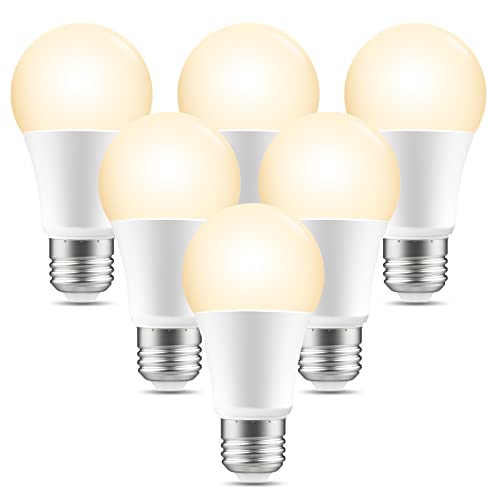 GHome Smart Light Bulbs, E26 A19 LED Bulb Compatible with Alexa & Google Home, App Remote Control, 8W Dimmable 2700K Warm White 800 Lumens, 2.4GHz WiFi, No Hub Required, 6 Pack