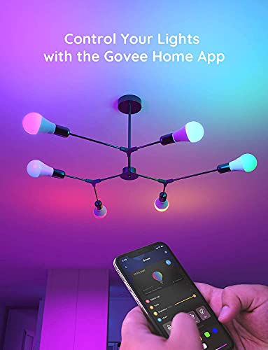 Govee LED Light Bulb Dimmable, Music Sync Color Changing Light Bulbs, A19 7W 60W Equivalent, No Hub Required Multicolor Bluetooth Light Bulbs with App Control for Party Home (Don't Support WiFi/Alexa)