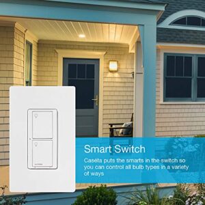 Lutron Caséta Wireless Smart Lighting Switch for All Bulb Types or Fans | PD-6ANS-WH | White