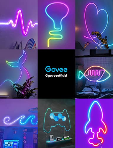 Govee Neon Rope Lights, RGBIC Rope Lights with Music Sync, DIY Design, Works with Alexa, Google Assistant, Gaming Lights, 10ft LED Strip Lights for Bedroom Living Room Decor (Not Support 5G WiFi)